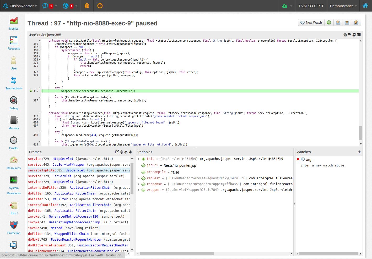 Production Debugger Fusionreactor